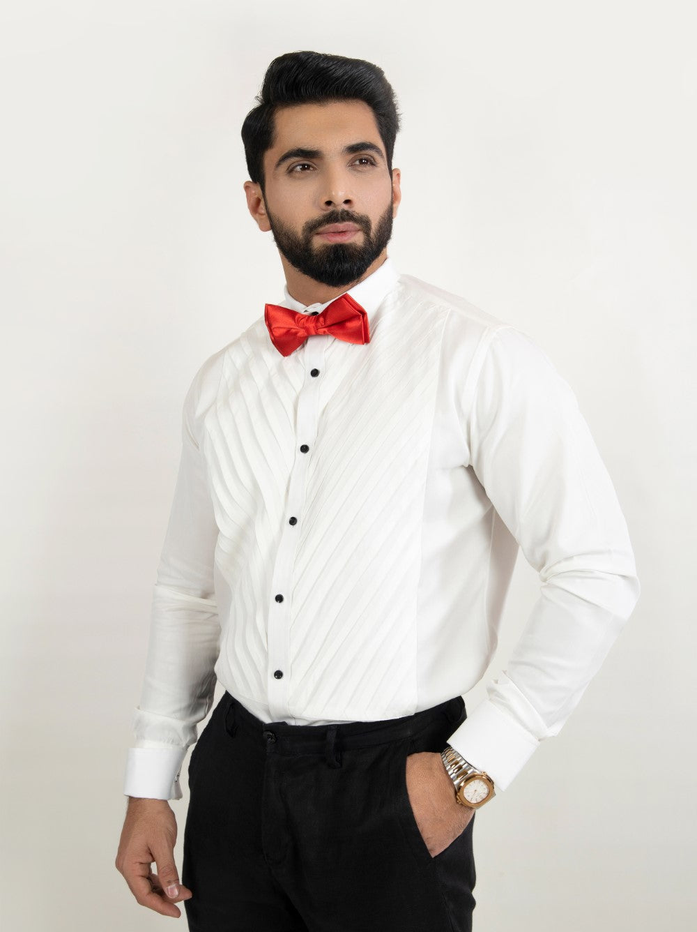 V-Shaped Collar Tuxedo Shirt